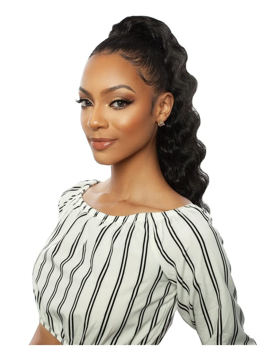 Mane Concept Human Hair Blend Ponytail Brown Sugar Wrap N Tie BSWNT07 ...